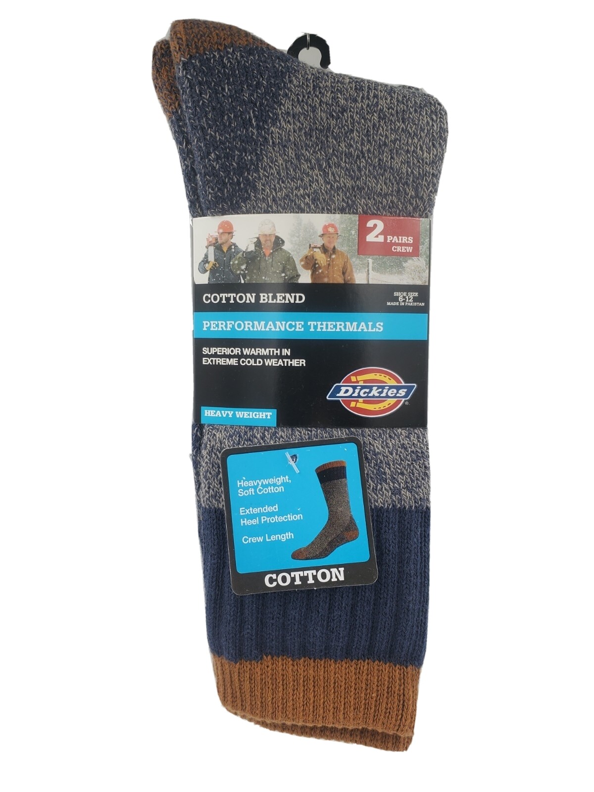 2 Pair Dickies Thermal Cotton Socks, Men's Shoe 6-12, Blue, Heavy ...