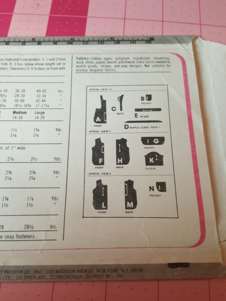 Simplicity Vintage 70's Pattern 9209 Aprons 4 Views Size M 14-16 UNCUT ...