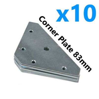 10x 83mm Steel Mending Fixing Plate Flat Brackets Corner Repair Braces ...