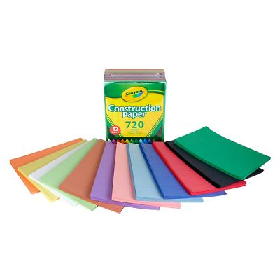 (720 SHEETS) CRAYOLA 12-ASSORTED COLOR 9" x 12" CONSTRUCTION PAPER ...