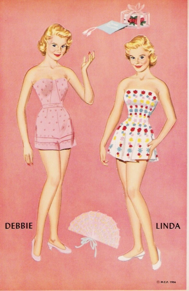 VINTAGE UNCUT 1956 PINK PROM TWINS PAPER DOLLS~#1 TOP REPRODUCTION ...