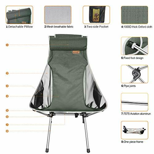 Ultralight High Back Folding Camping Chair Portable Folding Backpacking ...