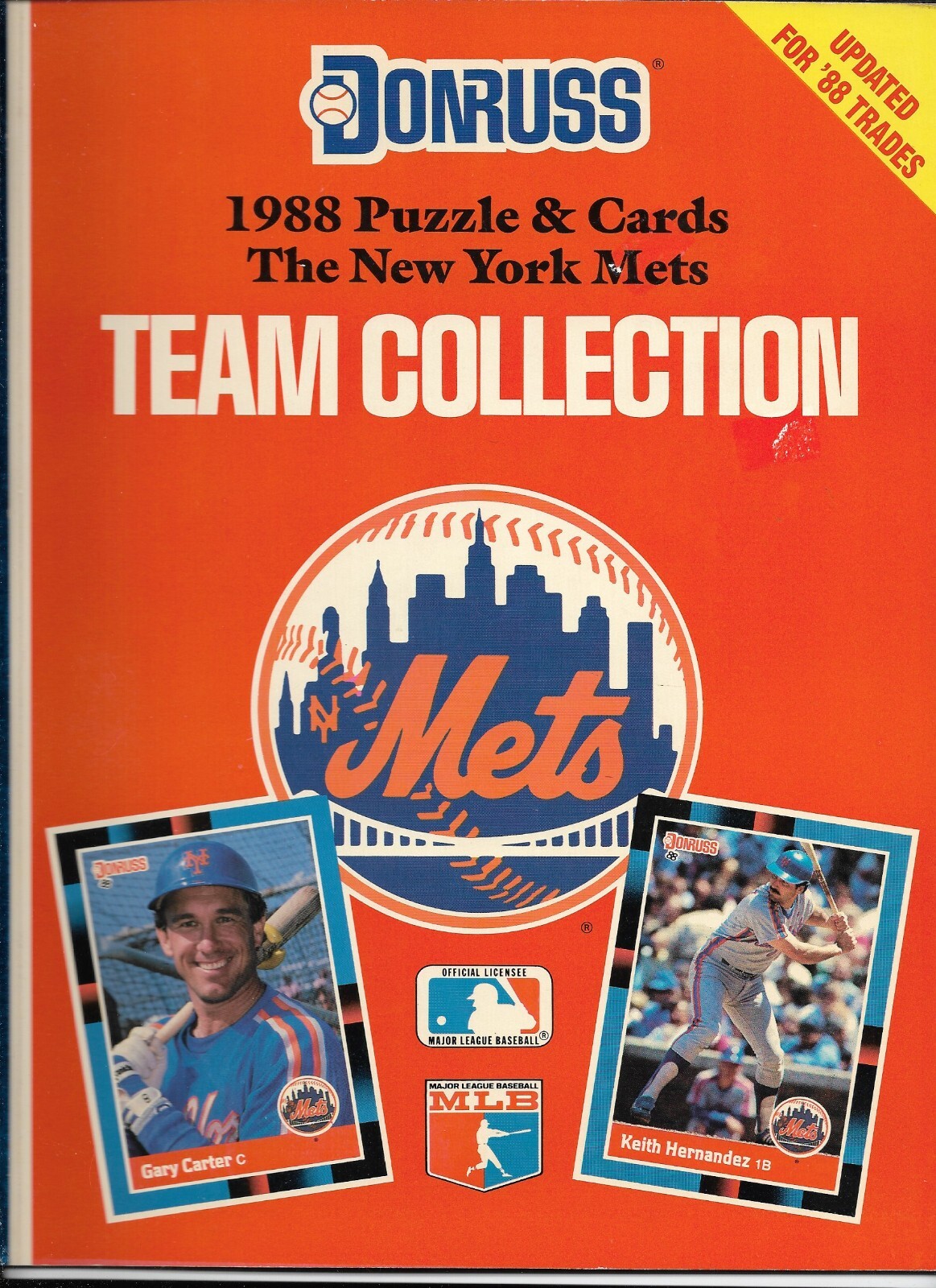 1988 donruss baseball puzzle and cards new york mets booklet uncut ...