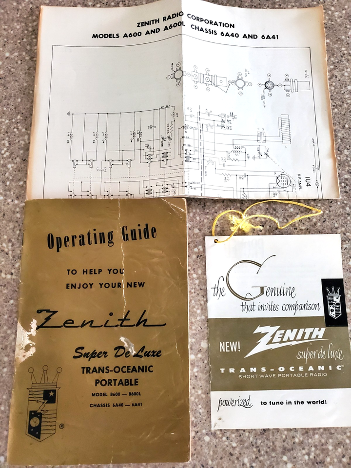 VTG Zenith Trans-Oceanic DeLuxe Shortwave Radio Model#B600 Manual/Log ...