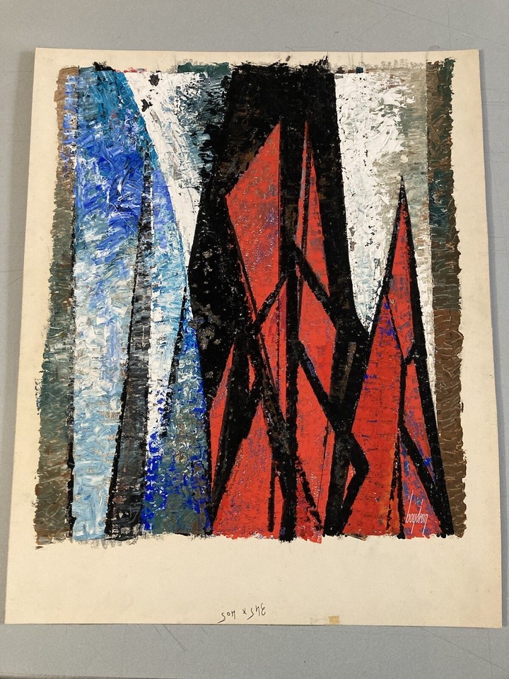 Very Beautiful Oil Painting Paper Abstract Expressionist Signed Boydron ...