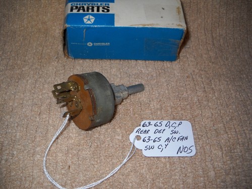 NOS Mopar 63-65 All Models Rear Defroster Switch 63-65 Chrysler A/C Fan ...