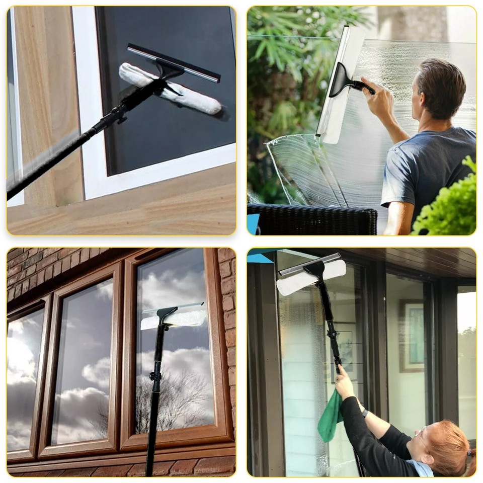 3.5M Extendable Telescopic Window Cleaning Kit Pole Squeegee Glass ...