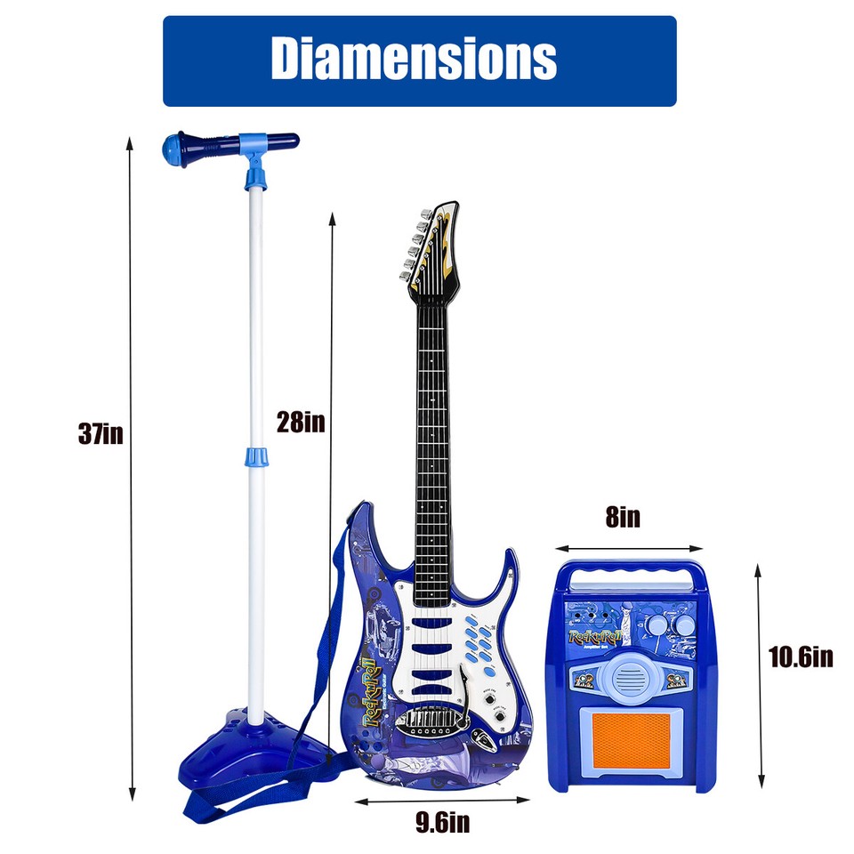 Kids Karaoke Electric Guitar Set MP3 Player Learning Toys Microphone ...