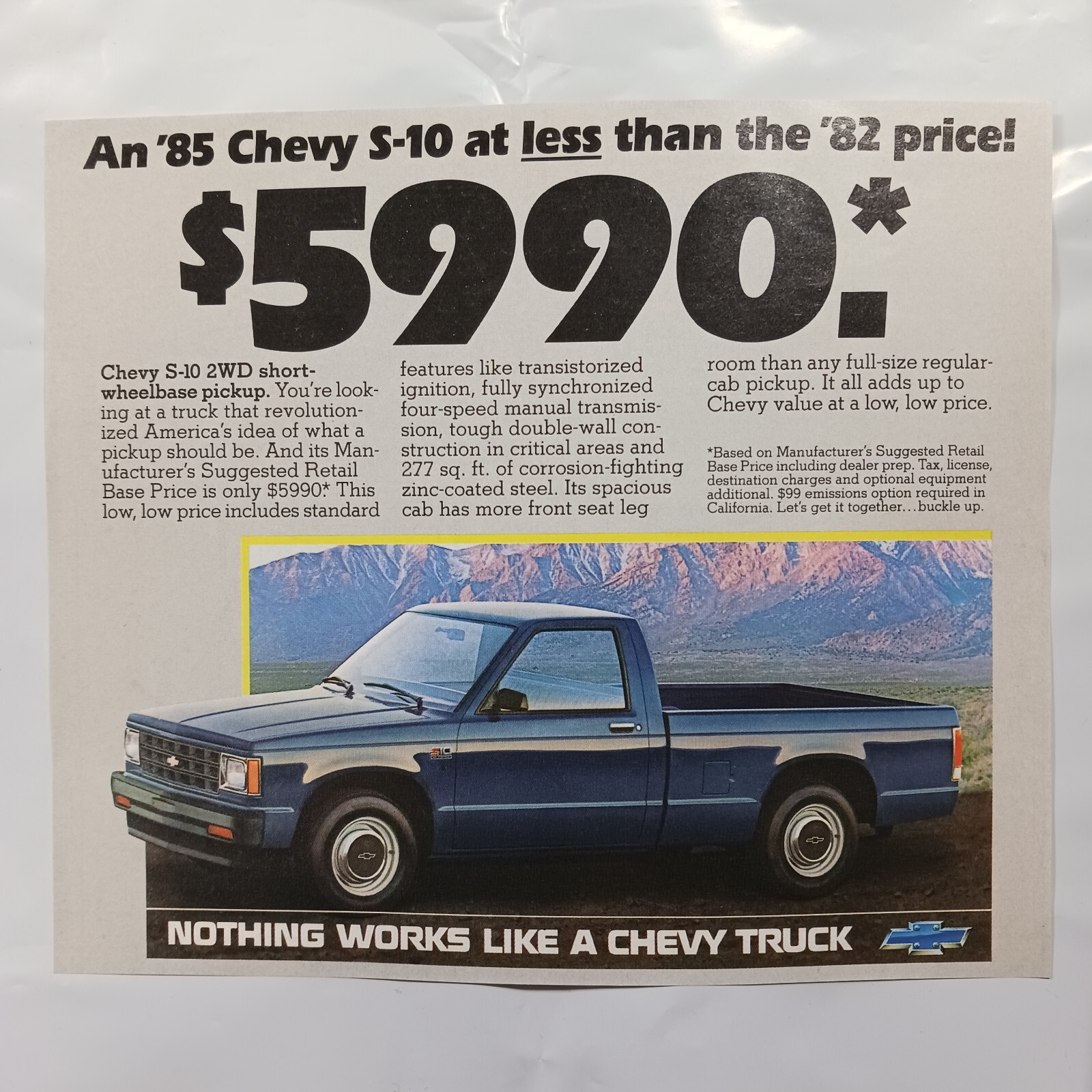 1985 VINTAGE CHEVY S-10 2WD SHORT WHEELBASE PICKUP PRINT AD | eBay