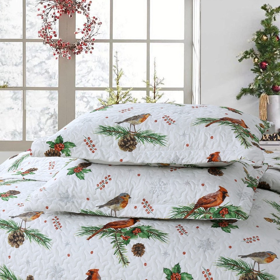 3PCS Winter Sheets and Duvet Sets Warm and Soft Cardinals Christmas ...