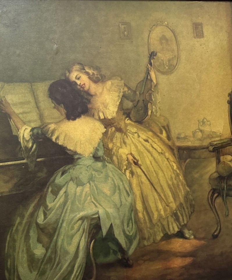 Girls At The Piano The Rehearsal Louis Jambor Antique Painting ...