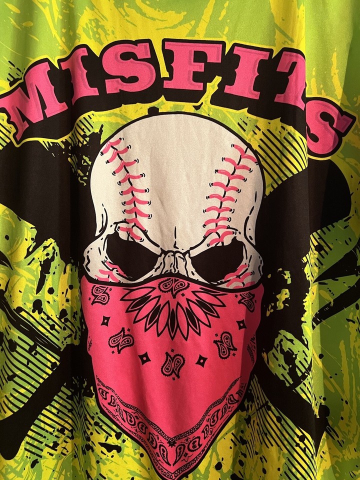 Big League Misfit Shirt XL Baseball Skulls Neon Colors Great For Summer ...