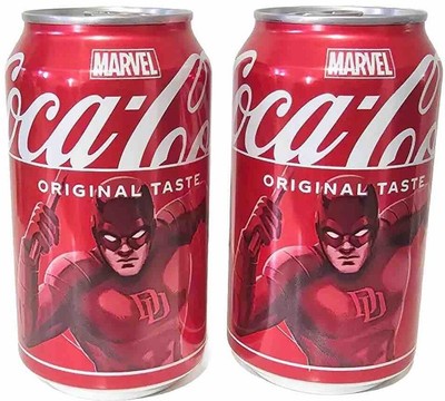 Coca Cola Marvel DAREDEVIL Soda Pop Coke 2 CANS Unopened Sealed FREE ...
