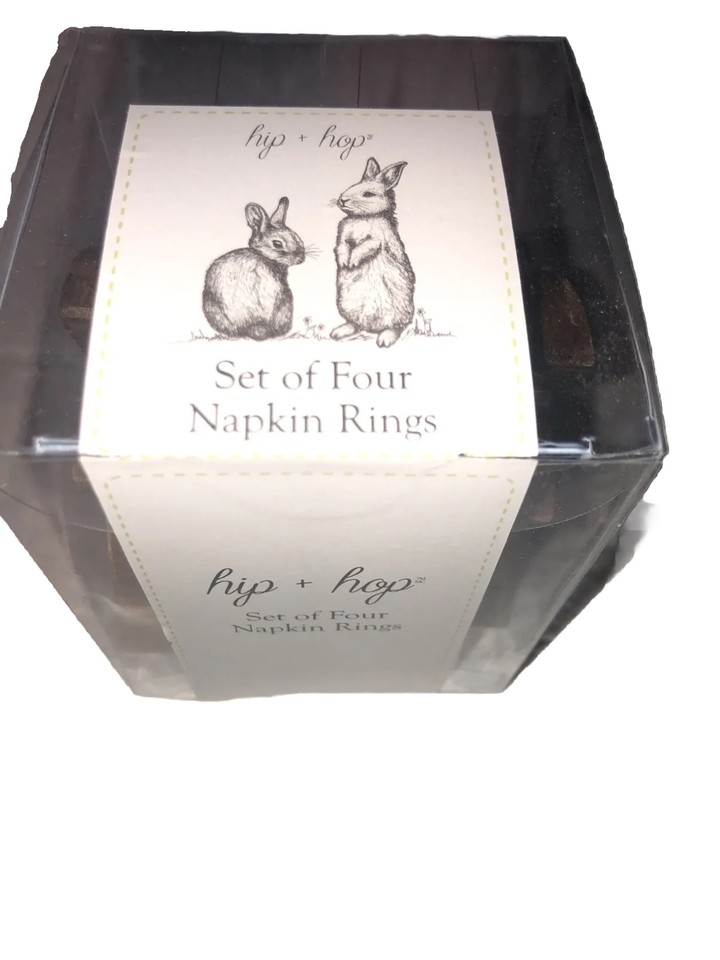 HIP HOP Napkin Rings Rabbit Bunnies Bunny Easter Sealed In Box Wood ...