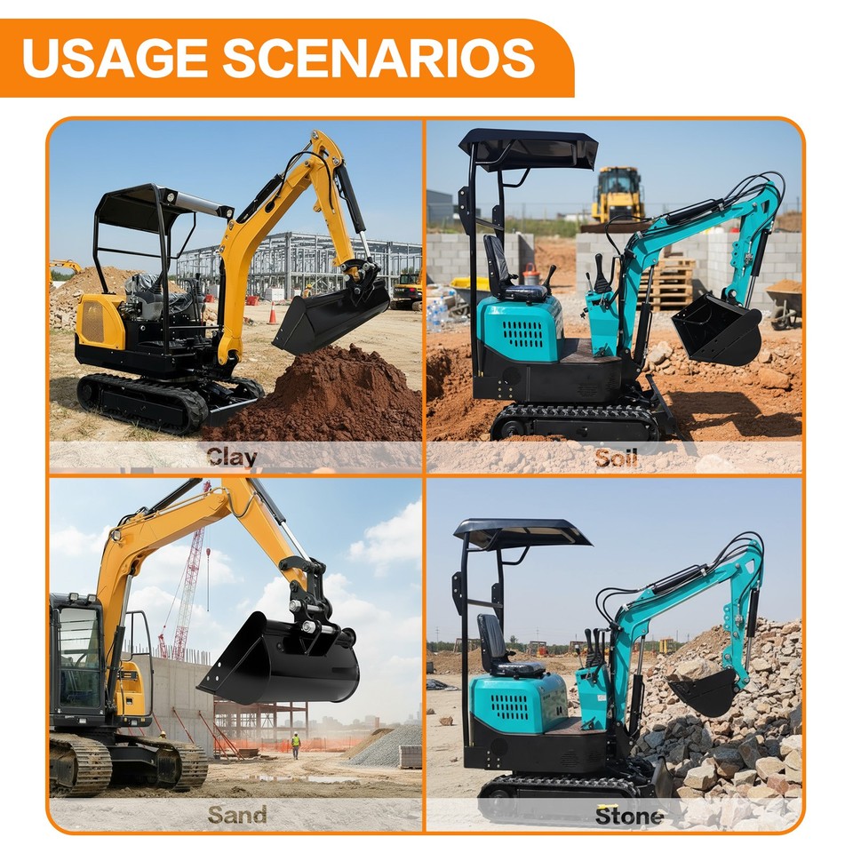 1000mm Flat Tooth Backhoe Bucket for Small Excavators with Pins | eBay