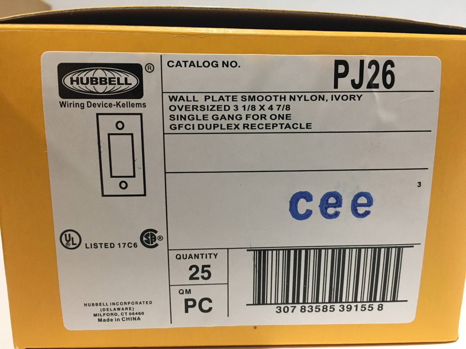 HUBBELL PJ26 Rectangular Opening Plate Ivory Nylon 1 Decorator/GFCI LOT ...