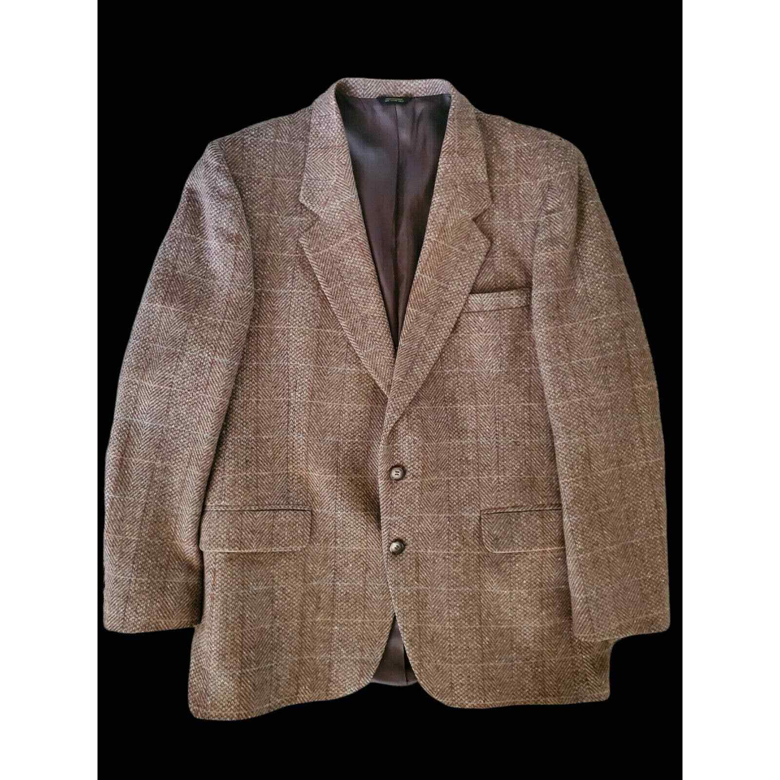 Vintage Daniel Hechter Brown Plaid Wool Tweed Sport J… - Gem