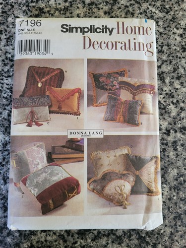 Simplicity Home Decorating Pattern 7196 Throw Pillows Donna Lang UNCUT ...