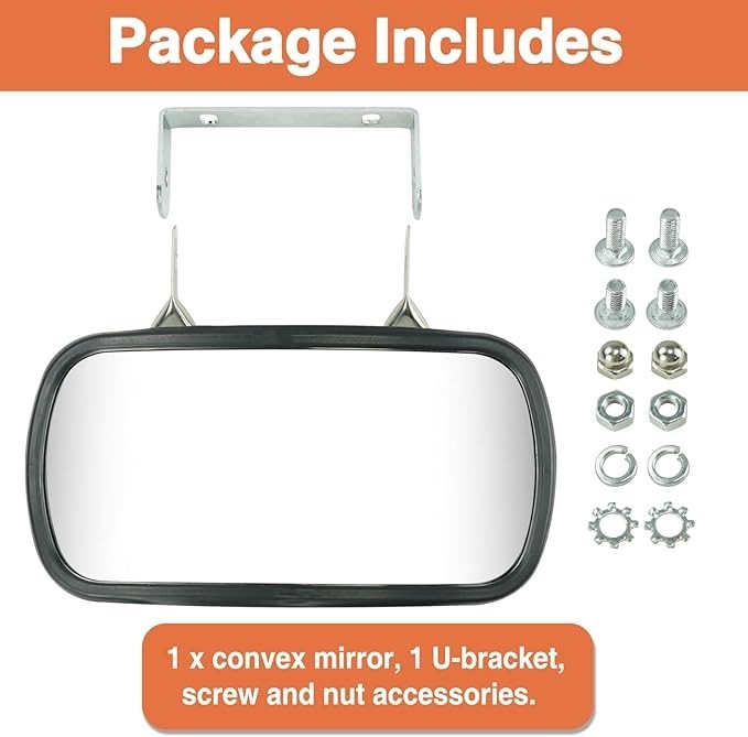 8" x 4" Universal Stainless Steel Rectangular Convex Rear View Mirror ...