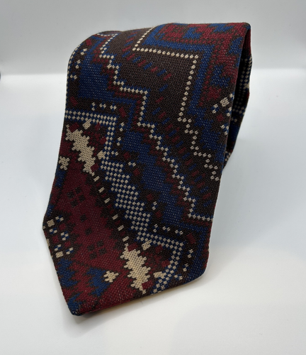 Vintage Ruffler by Rooster Tie Mens Classic Geometric Doubleknit Wool ...