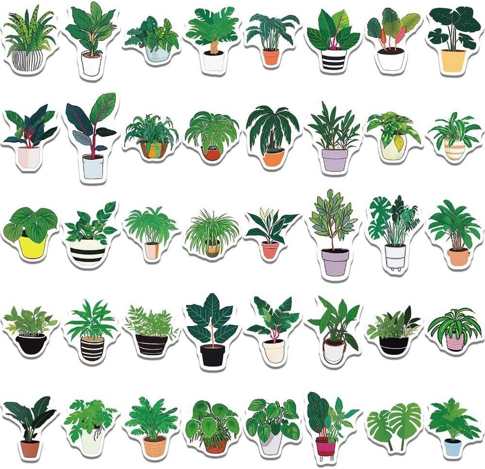 Green Plant Stickers, 86 PCS Small Size Natural Green Plant Stickers ...