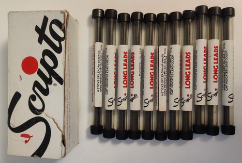Scripto Long Leads E430 6 Sticks 11 Tubes Lot Black HB .046" X 4" NIP ...