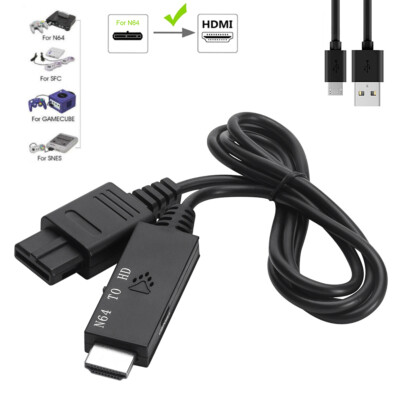 N64 To HDMI Converter HD Link Cable Lead Adapter for Gamecube Super NES ...