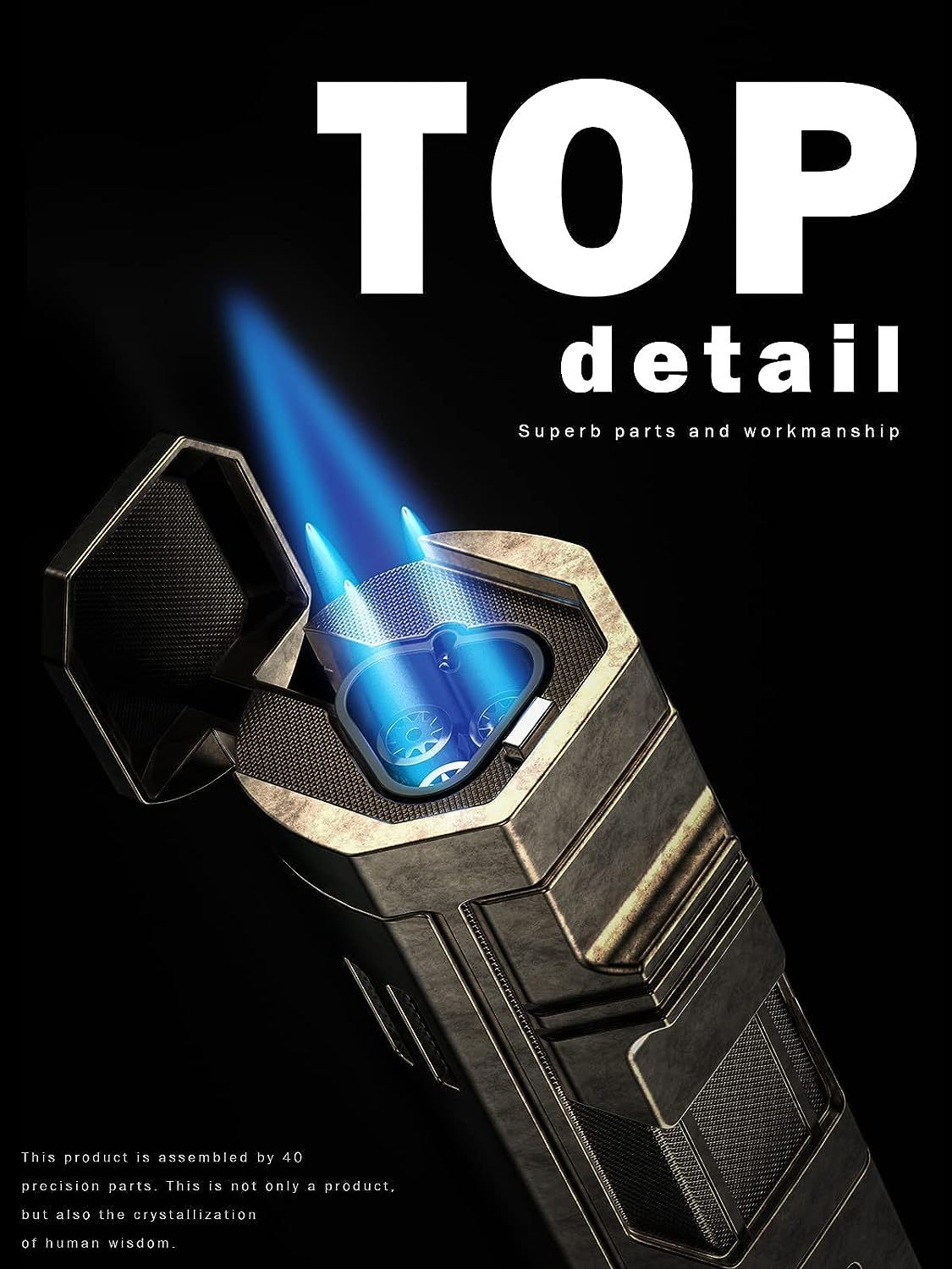 Maxfire Sturmfeuerzeug Jetflamme Gas Nachfüllbar, 3 Flammen Jet ...