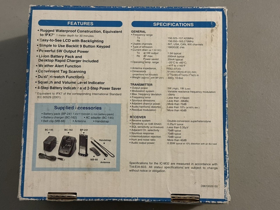 Icom IC-M32 Handheld Waterproof VHF Marine Radio New Open Box | eBay
