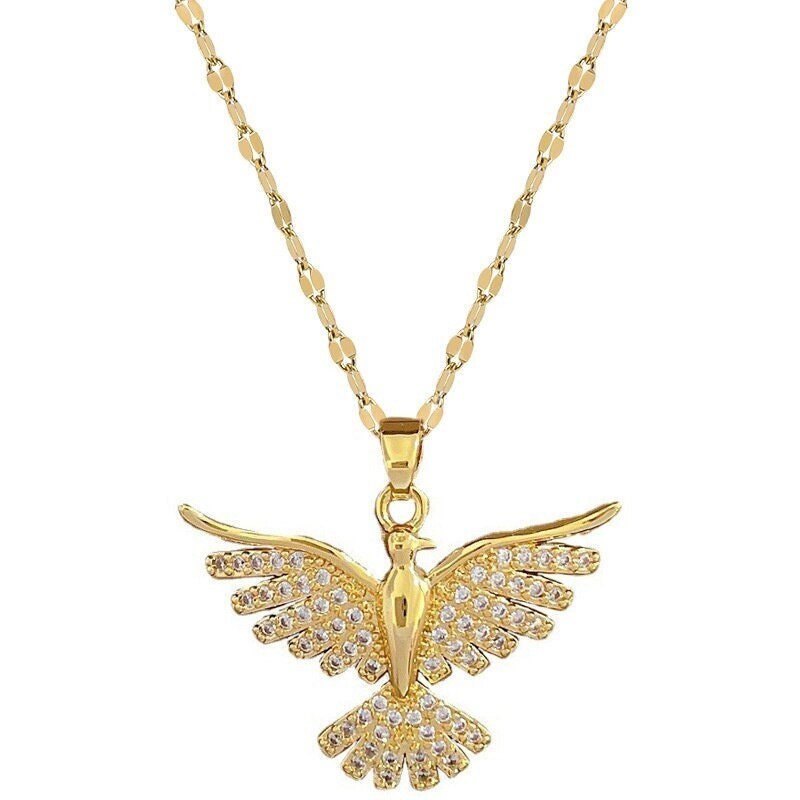 Phoenix Necklace, 18K Gold Phoenix Pendant, Elegant Phoenix Necklace ...