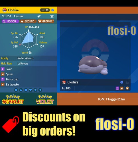 6IV Shiny Clodsire Pokemon Scarlet and Violet | eBay