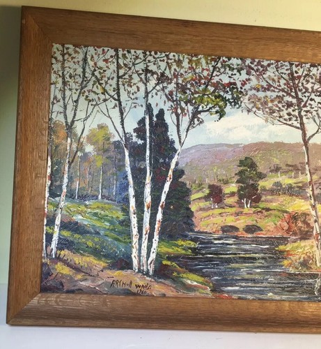 Original oil on board artist Arthur Walls vintage/ antique Western ...