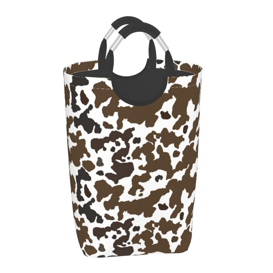 Brown Cow Texture Large Laundry Basket Animal Cow Skin Print Laundry ...