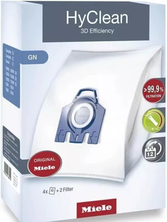 Original Miele HyClean 3D Efficiency GN Vacuum Cleaner Dustbag 4 Bags 2 ...