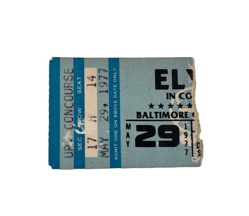 GENUINE Elvis Presley Concert Ticket Stub May 29 1977 Baltimore Civic ...