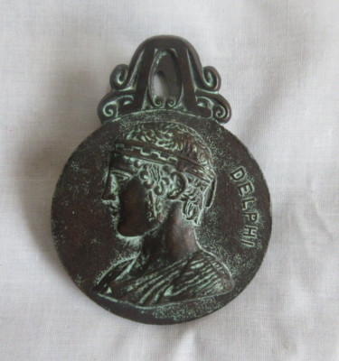 Vintage Bronze Delphi Greek Coin Style Clamshell Paper Clip Letter ...