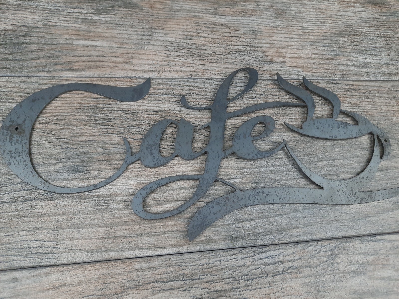 CAFE Metal Wall Art Sign Decor, Steel rustic KITCHEN wall decor 14 x 6. ...