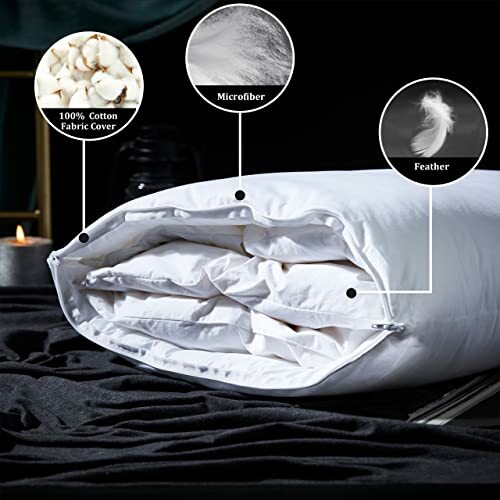 Pebed Adjustable 3 Layer Pillow Goose Feather Pillow Queen Size 100% ...