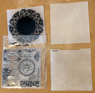 2 Piece 6X6 Embossing Folder & Stamp Set + 2 More 6 X6 Corner Embossing ...