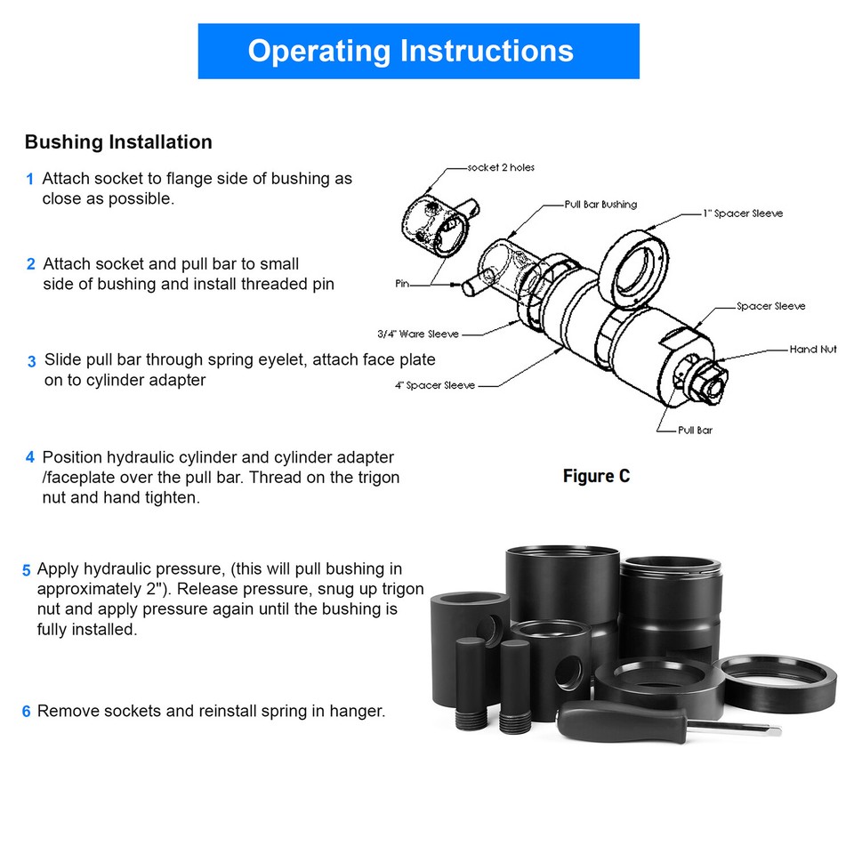 Leaf Spring Pin & Bushing Adapter Service Kit 15030 Adapter Tool Remove ...