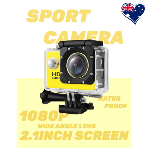 Yellow 4K HD Action Camera 16MP Waterproof 30M 140° Wide-Angle Gift ...