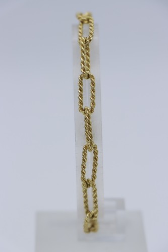 18K Yellow Gold Cable Charm Bracelet 8"HANDCRAFTED Designer NINO ...