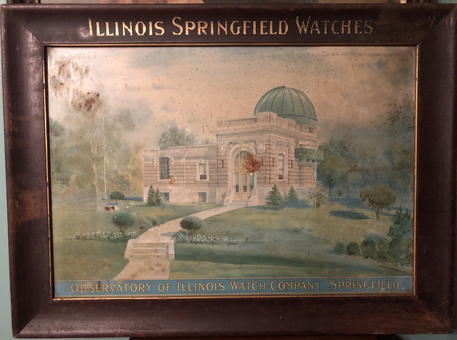 Antique Vintage Illinois Springfield Watches Company AD Sign Metal Tin ...