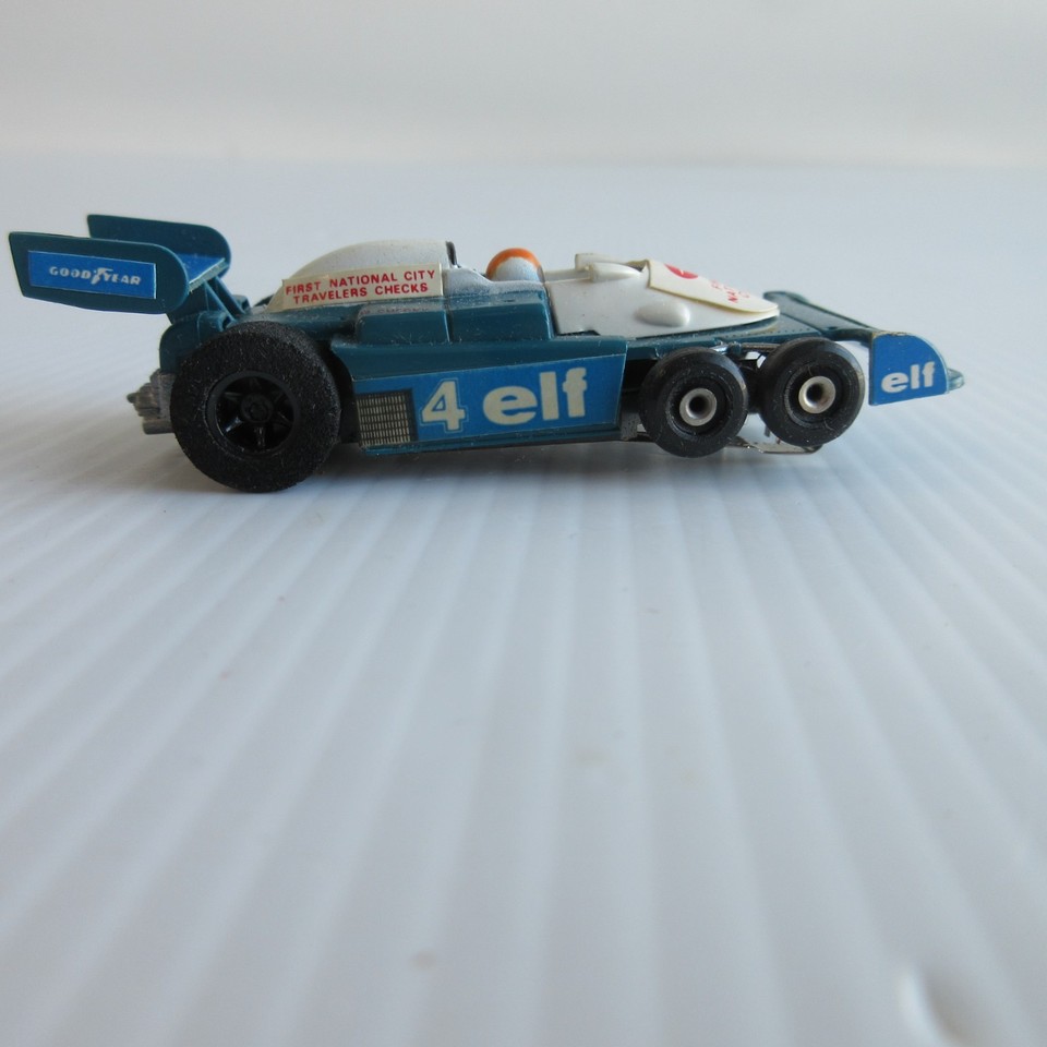 Aurora G-Plus Slot Car #1738 SIX WHEEL ELF F1 Race Car (Blue #4) RUNS ...