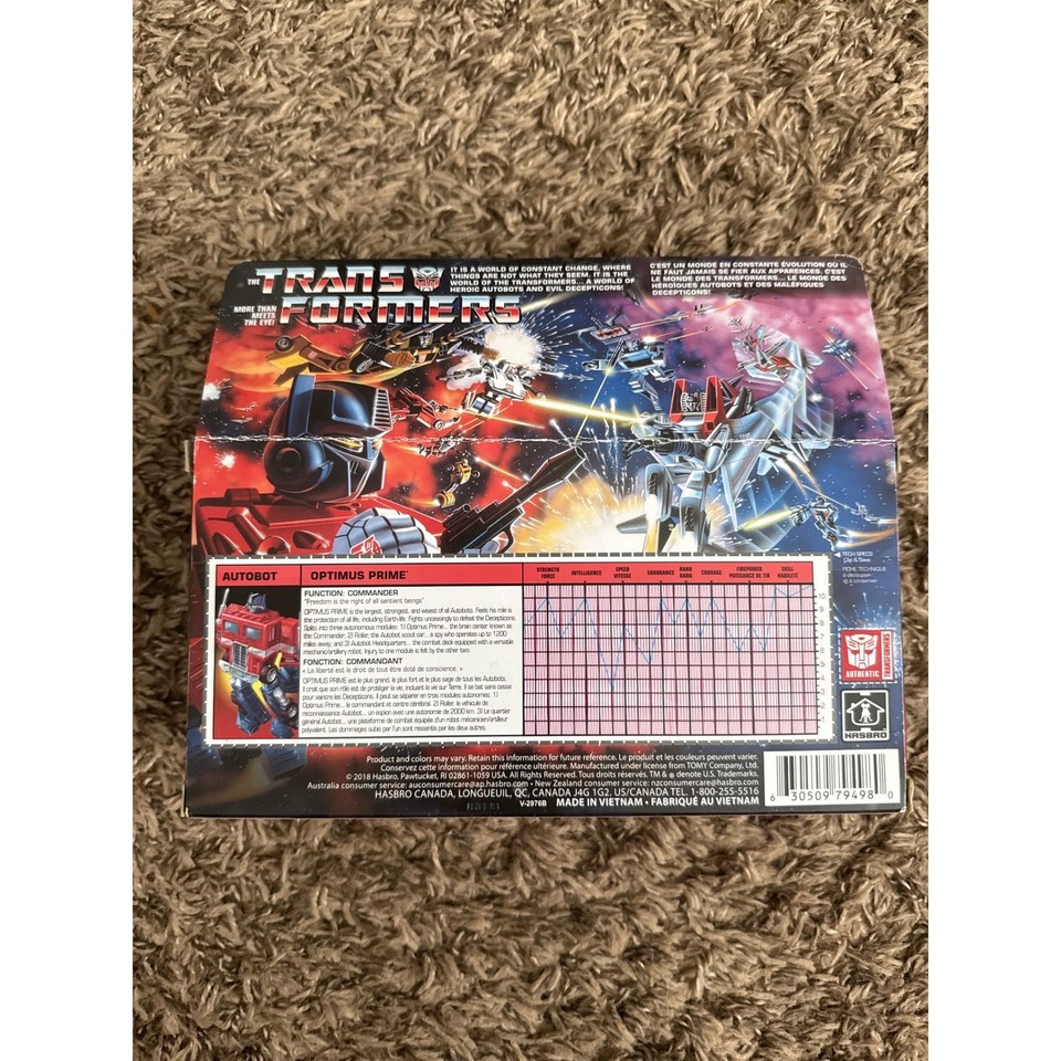 Transformers Optimus Prime 2018 Walmart G1 Authentic re-issue E5003 New ...