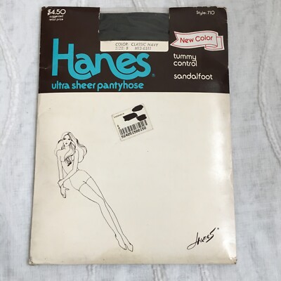 NEW Vtg 1985 Hanes Ultra Sheer Pantyhose Tummy Control Sandalfoot 710 ...