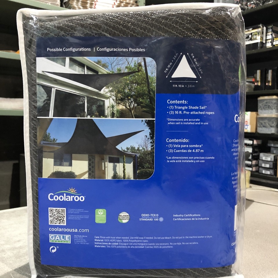 Coolaroo 11ft Triangle Shade Sail - "Montecito" Color Ready-to-Hang ...