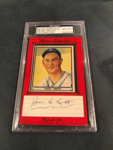 Jack Knott Historic Autographs 32/50 1941 Play Ball #68 Autograph PSA 8 ...
