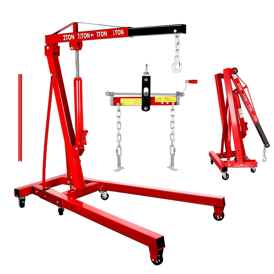 2 in 1 Heavy Duty Folding Hydraulic Engine Crane Hoist 2T/440LB Crane ...