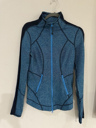 Zella Full Zip Mesh Insert Zipper Pockets Thumb Holes Track Jacket Size ...